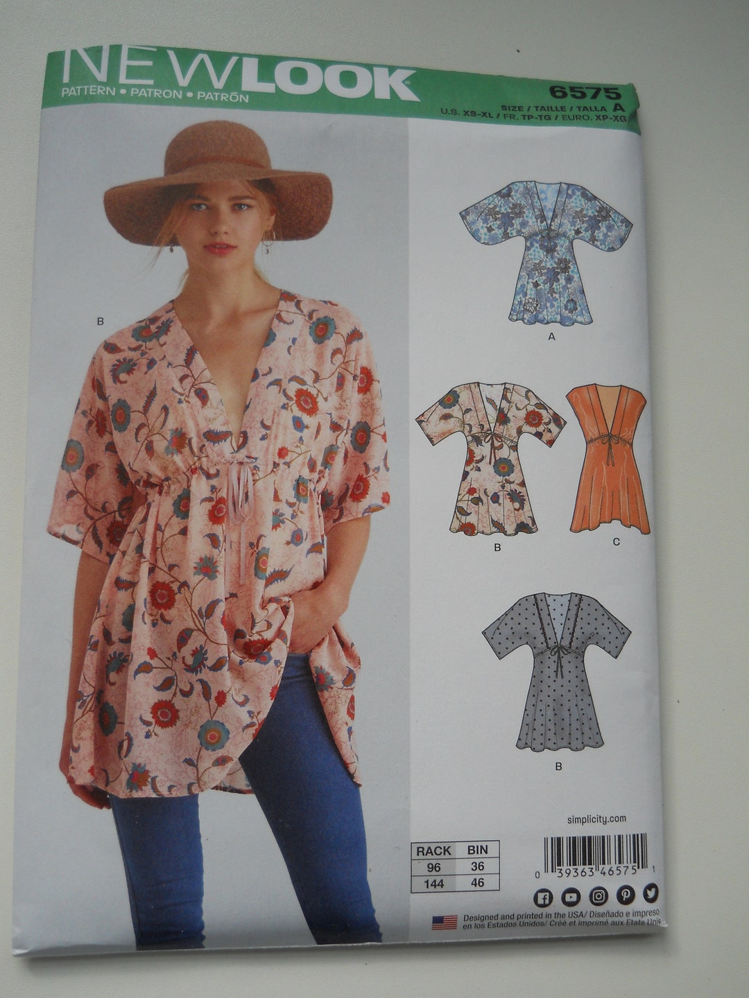 Empire Waist Flowy Tunic Top Newlook 6575 A (XS-XL) New Sewing Pattern ...
