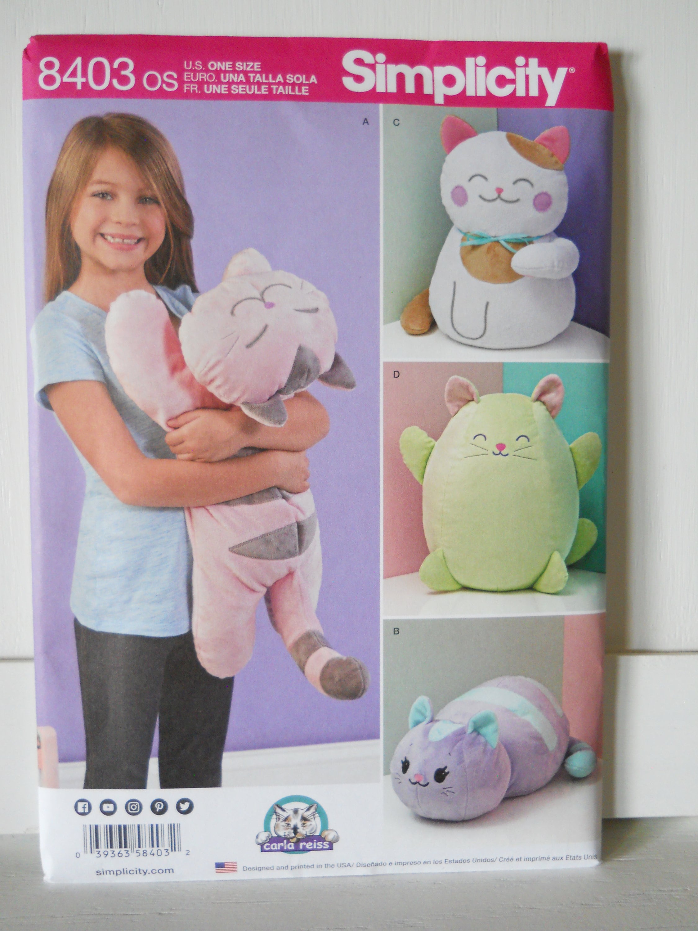 Squishy Plush Cat Simplicity 8403 Sewing Pattern for 4 Styles of Pillow ...