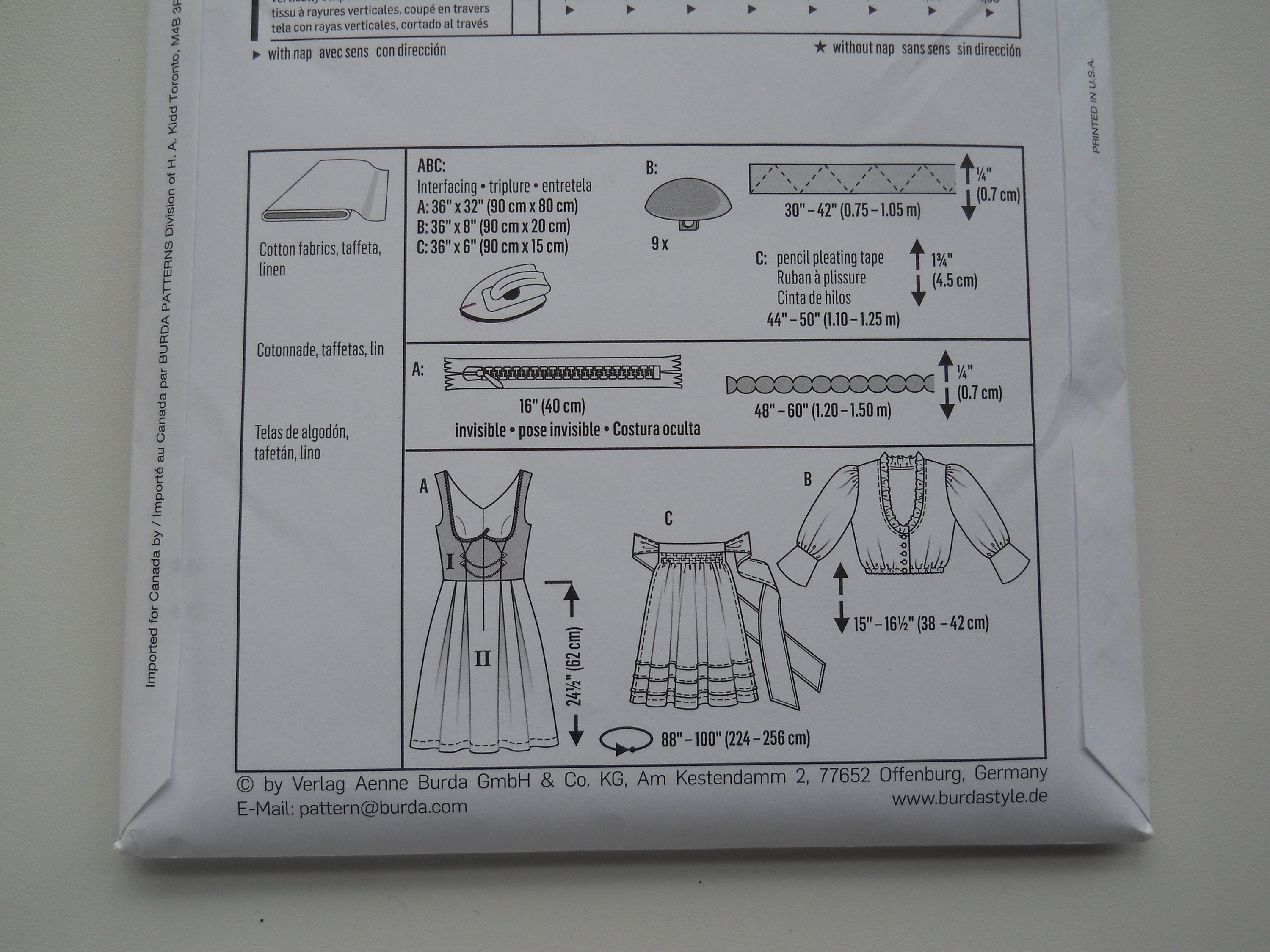 Authentic German Dirndl Burda Style 7443 (10-24) New Plus Sewing ...