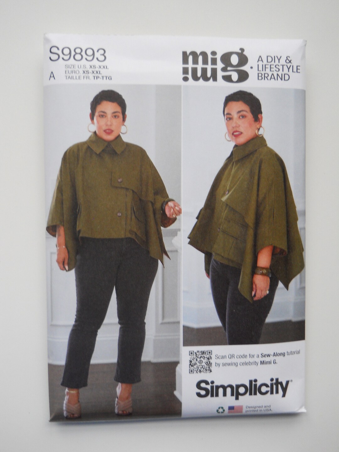 2024 Mimi G Cropped Trench Cape Simplicity S9893 A (XS-XXL) New Sewing ...