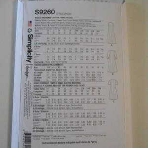 Shirt Dress Sizes 10 to 28W Simplicity S9260 AA 10-18 OR BB 20W-28W ...