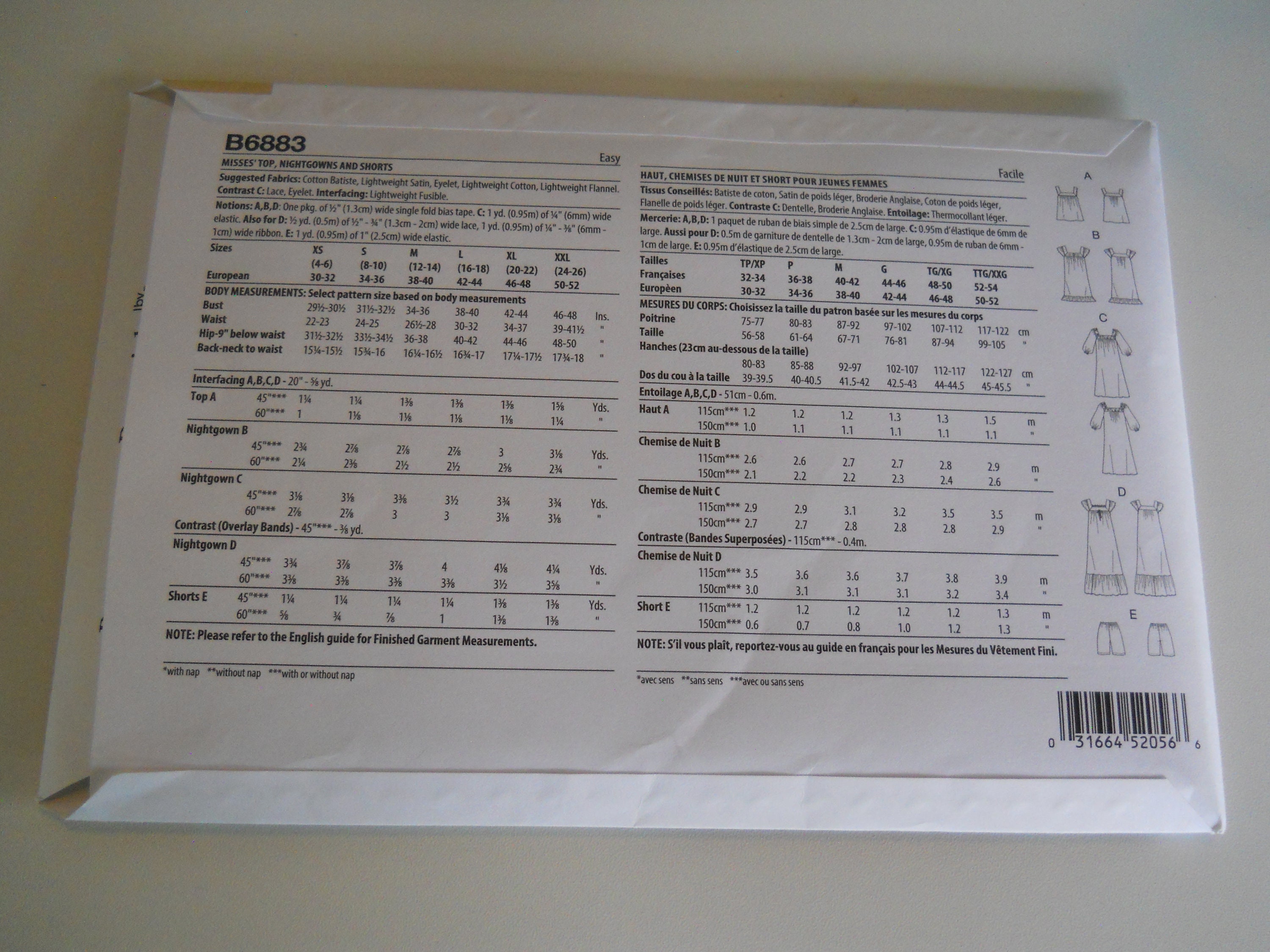 2022 Easy Peasant Pajamas Butterick B6883 Y XS-S-M or Plus - Etsy