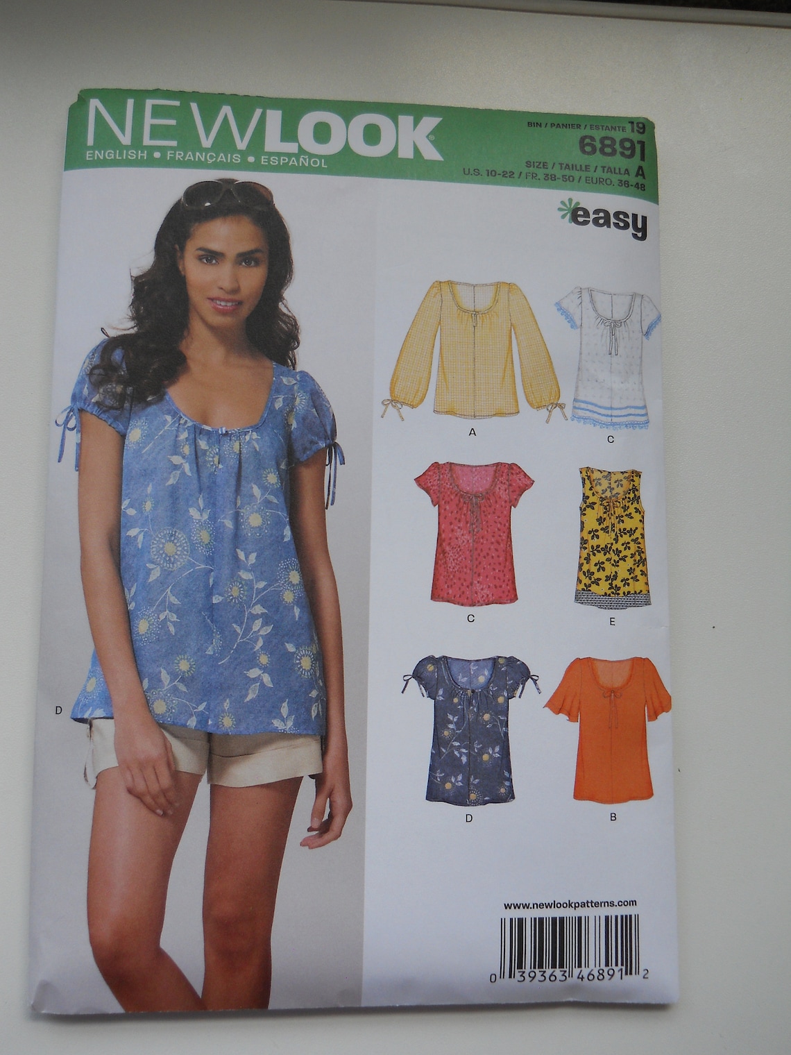 Classic, Easy Peasant Blouses Newlook 6891 A (10-22) New Sewing Pattern ...