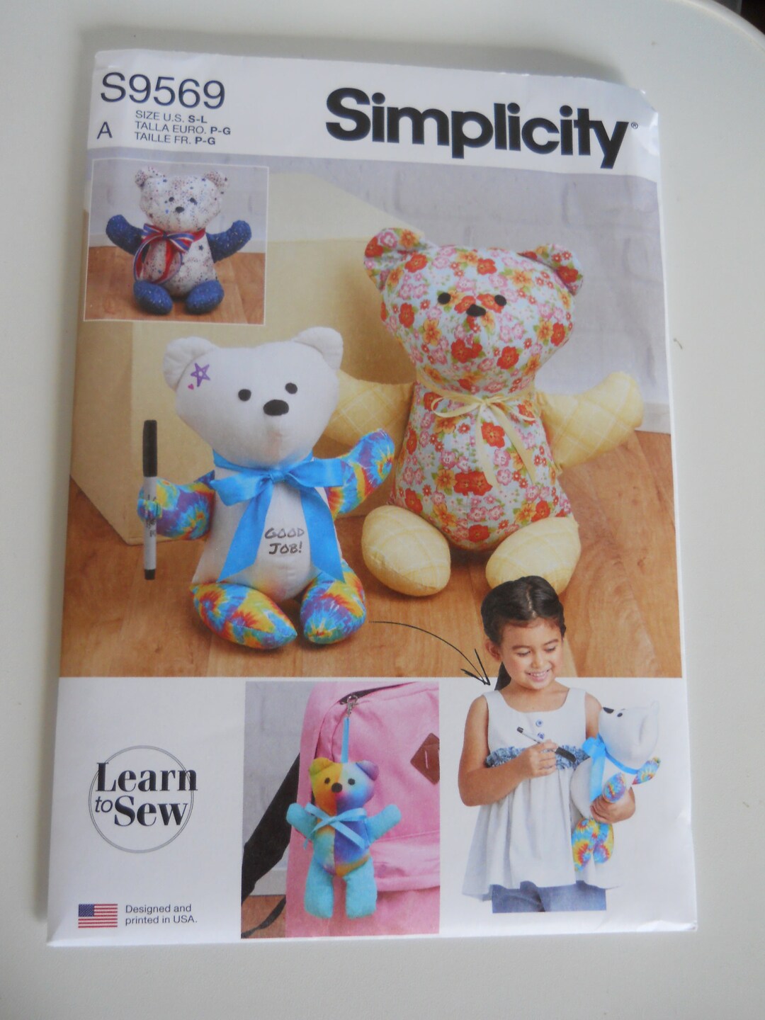 2022 Easy Learn to Sew Autograph Bear Simplicity S9569 A (S-M-L) New ...