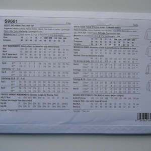 2022 Easy American Sewing Guild Tunic Simplicity S9681 BB (20W-28W) New ...