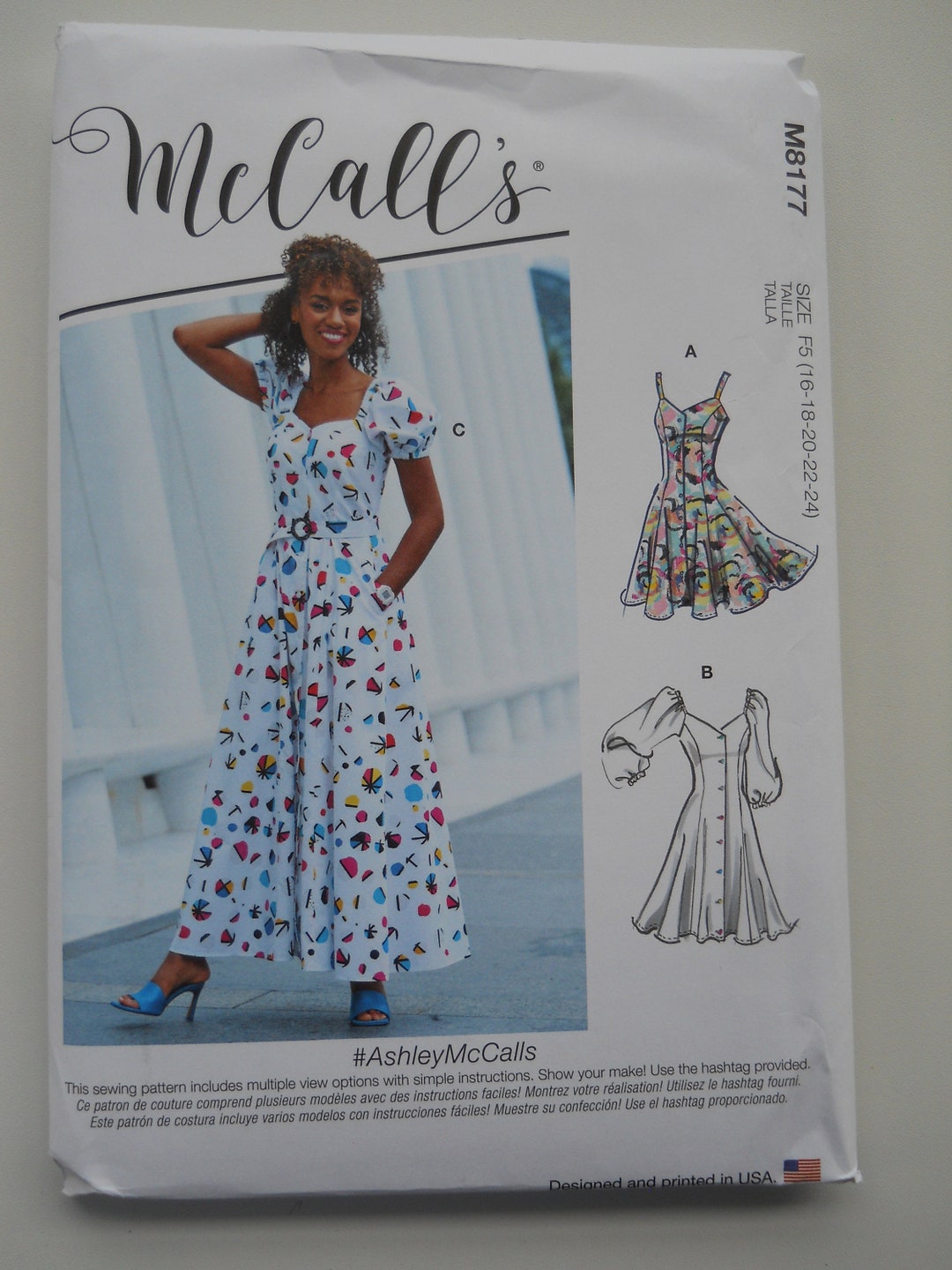 Easy, Feminine, Plus Fitted Dress Mccall's M8177 F5 (16-24) New Sewing Pattern, Puff Sleeve ...