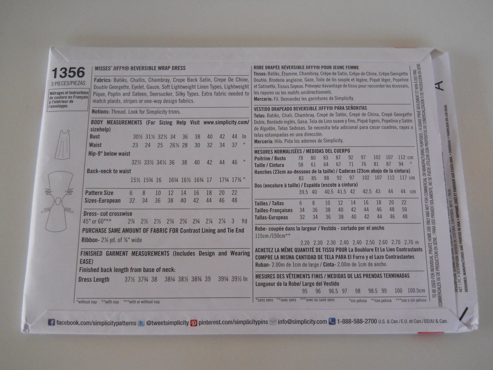 Re-print of Vintage Wrap Dress Simplicity 1356 H5 6-14 OR R5 - Etsy