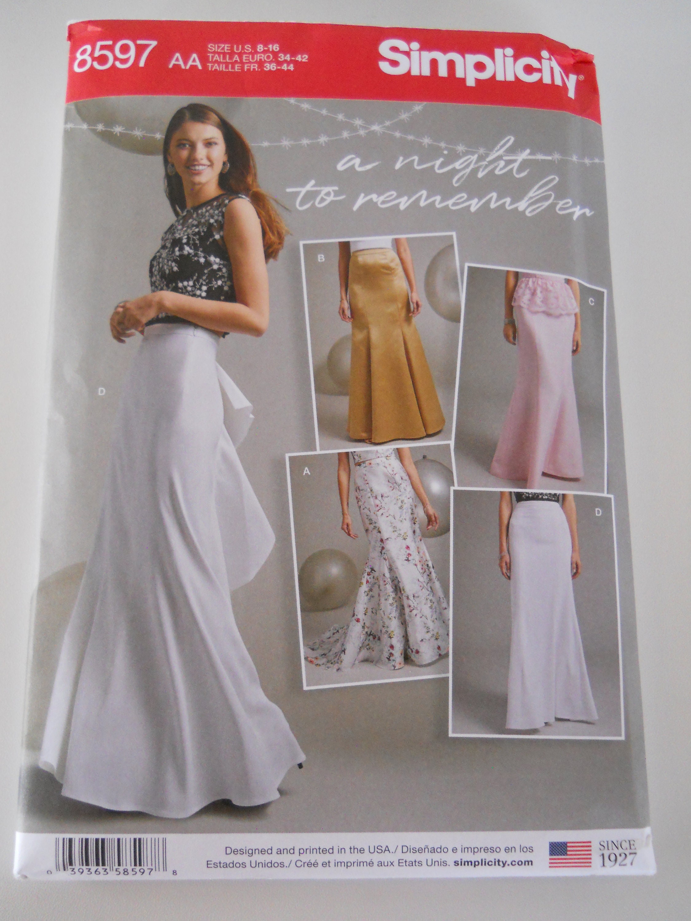 Formal Skirt 4 Ways Extended Sizes Simplicity 8597 AA 8-16 - Etsy