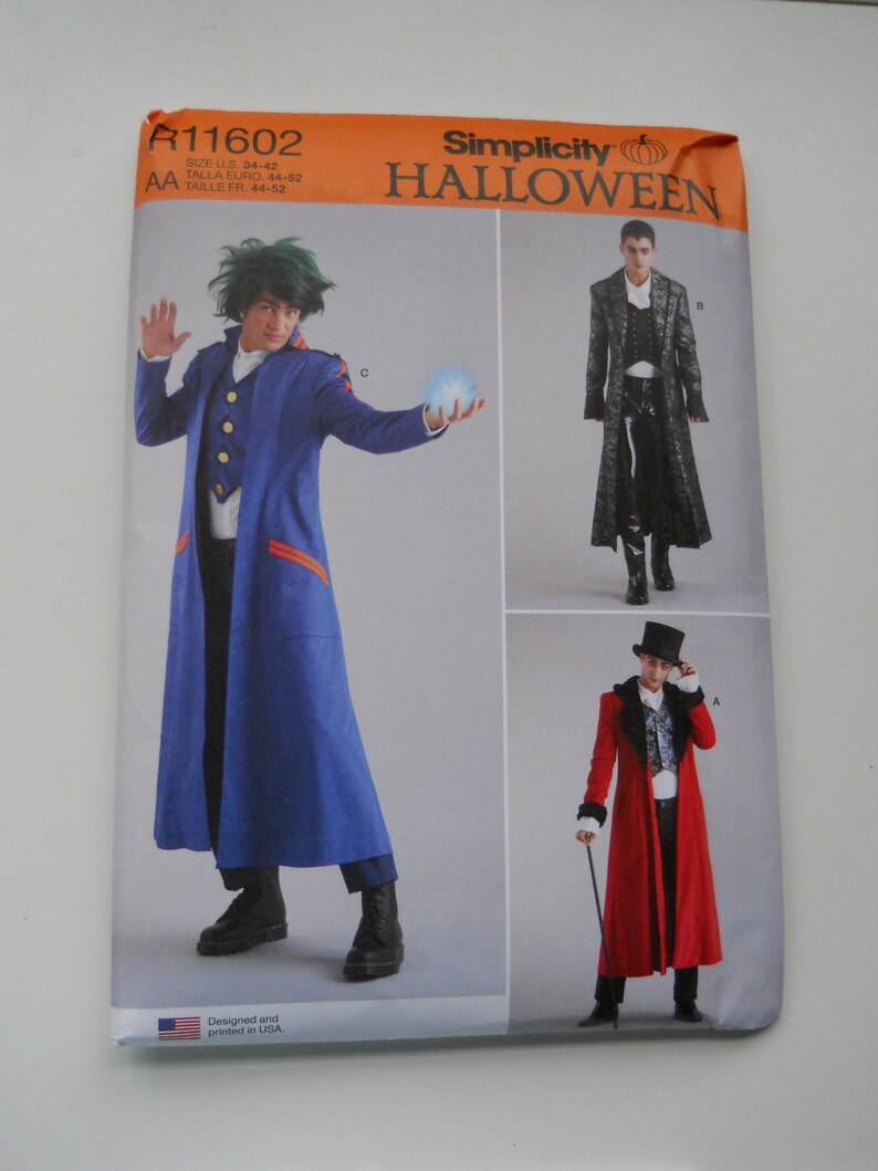 2022 Men's Long Costume Coat Simplicity S9630 R11602 AA - Etsy