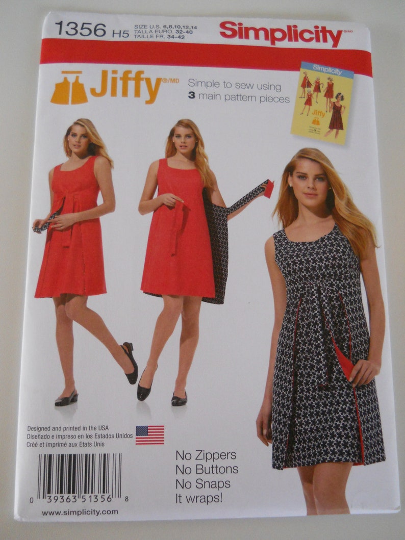 Re-print of Vintage Wrap Dress Simplicity 1356 H5 (6-14) OR R5 (14-22 ...