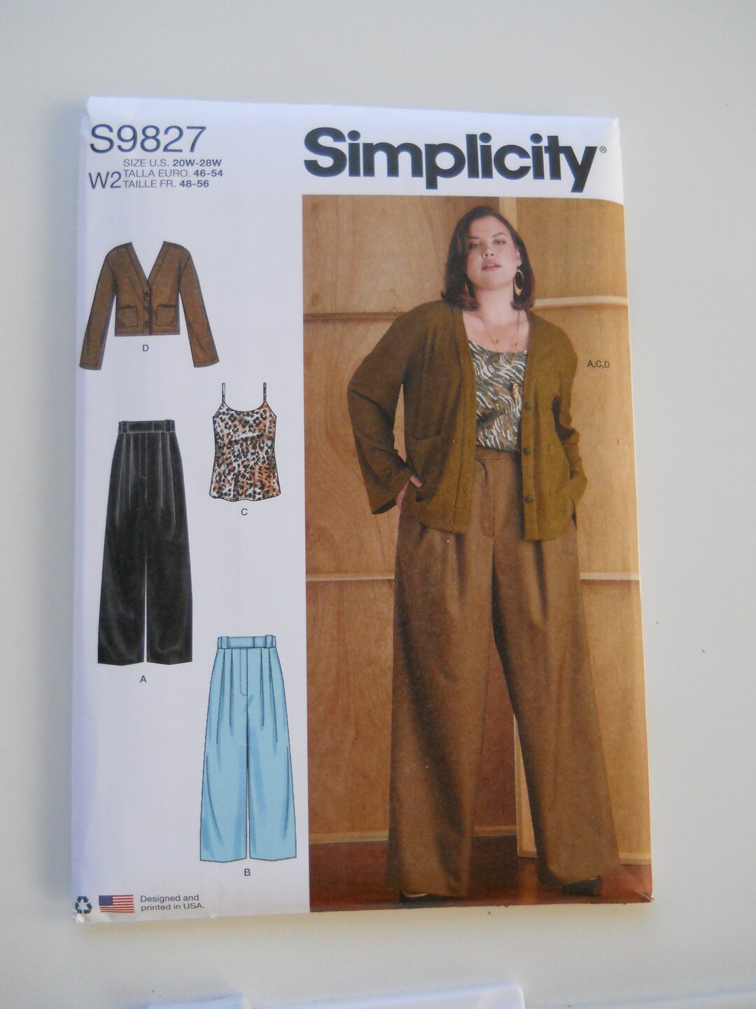 Pleated Trousers Camisole Button Cardigan Simplicity S9827 - Etsy