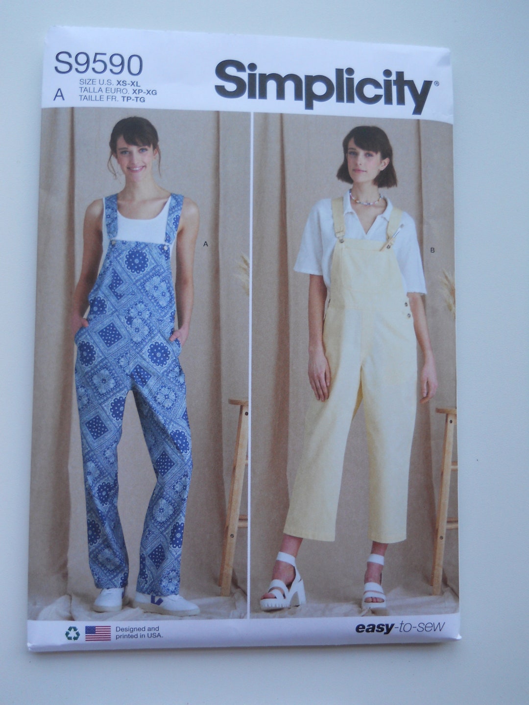 2022 Easy Loose-fitting Overalls Simplicity S9590 A (XS-XL) New Sewing ...