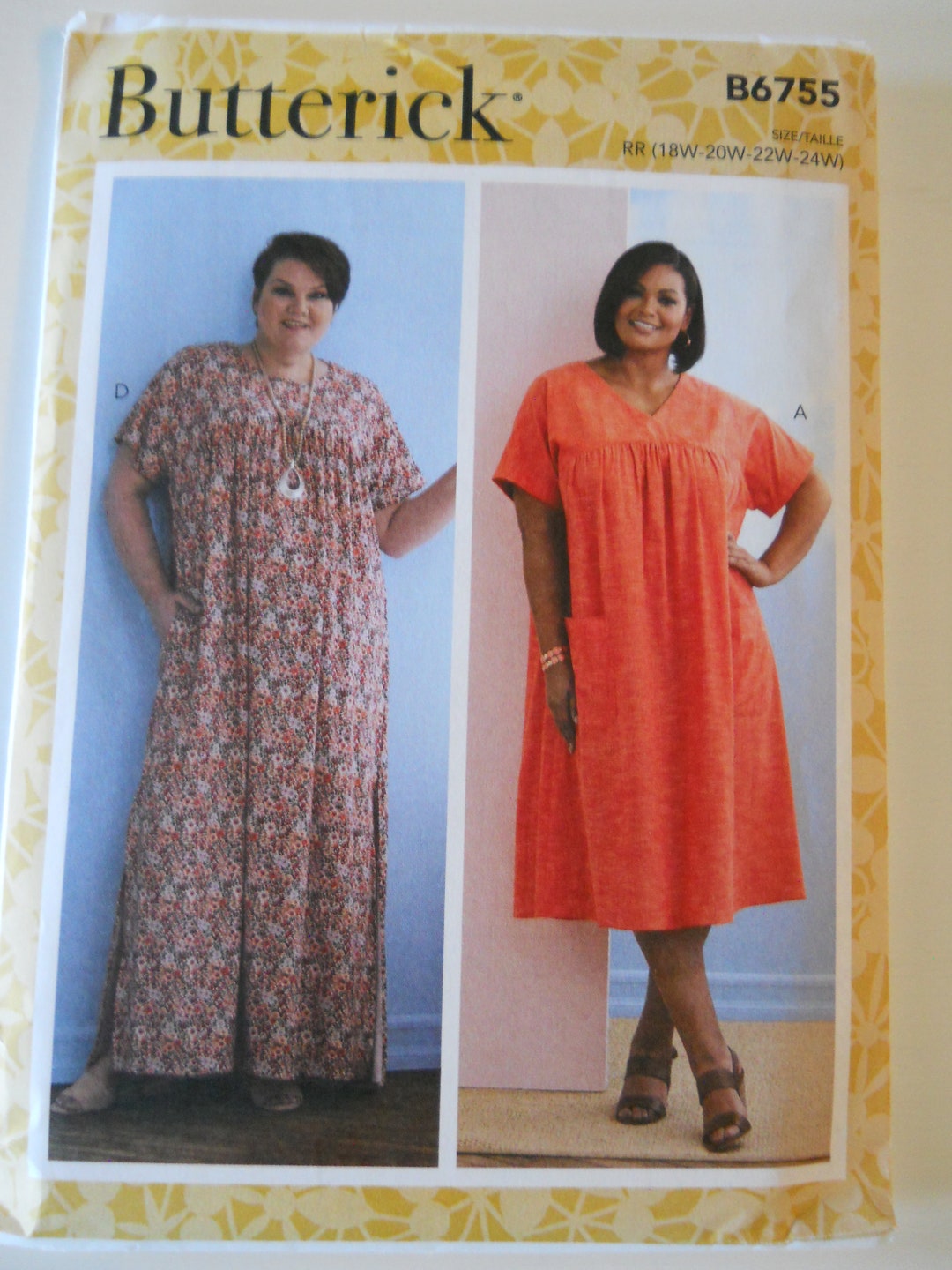Plus, Very Easy Caftan Butterick B6755 RR (18W-20W-22W-24W) New Sewing ...