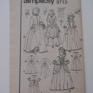 Pilgrim, Colonial Era Costume Simplicity 9713 U 16, 18, 20 Uncut Sewing ...