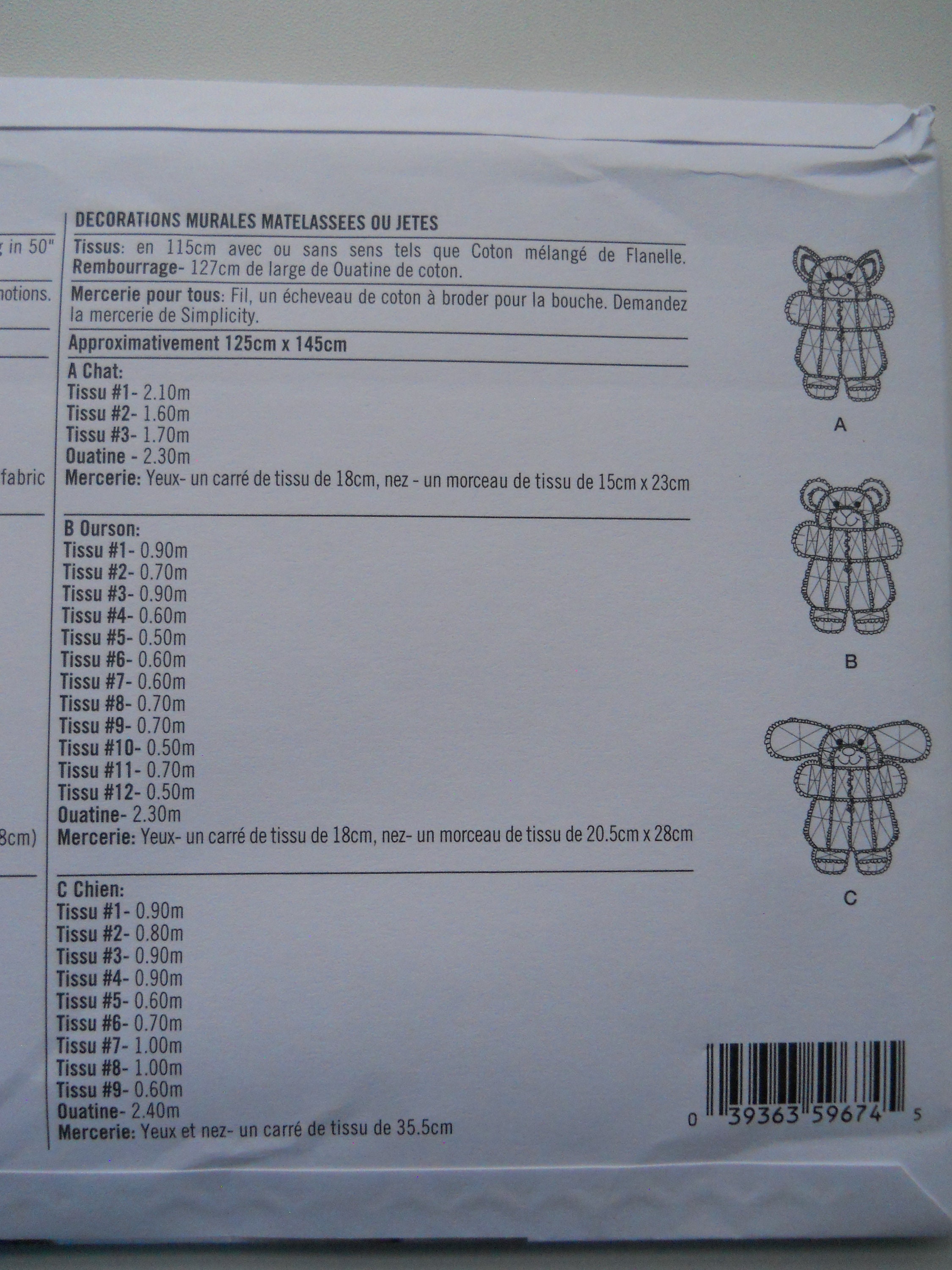 2022 Dog, Bear, Cat Rag Quilt Simplicity S9674 New Sewing Pattern ...