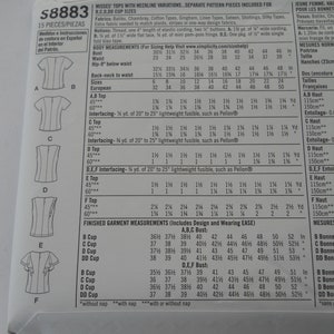 Blouse With Cup Size Pattern Pieces Simplicity S8883 H5 (6-14) OR U5 ...