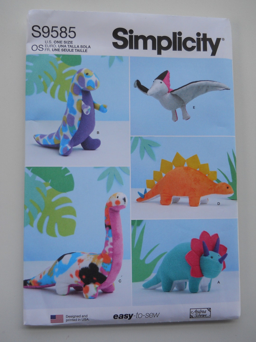 Easy Dinosaur Plushies Simplicity S9585 New Sewing Pattern for T Rex ...