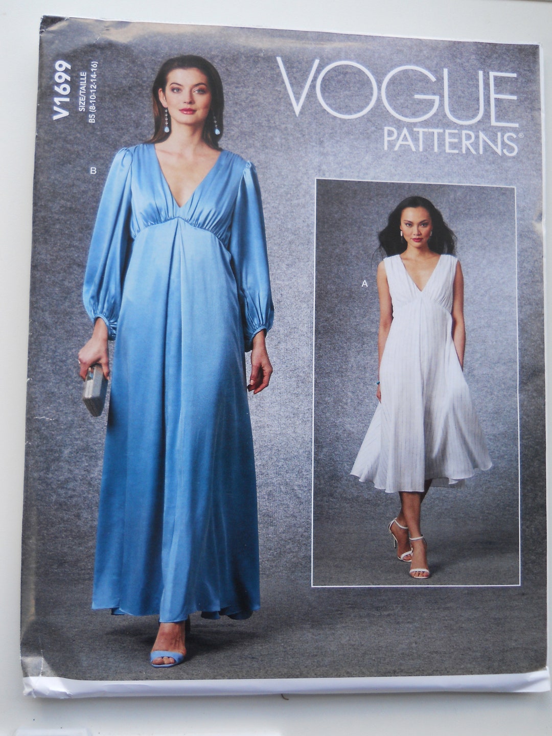 Easy Goddess Dress Vogue V1699 B5 (8-16) or Plus F5 (16-24) New Sewing ...