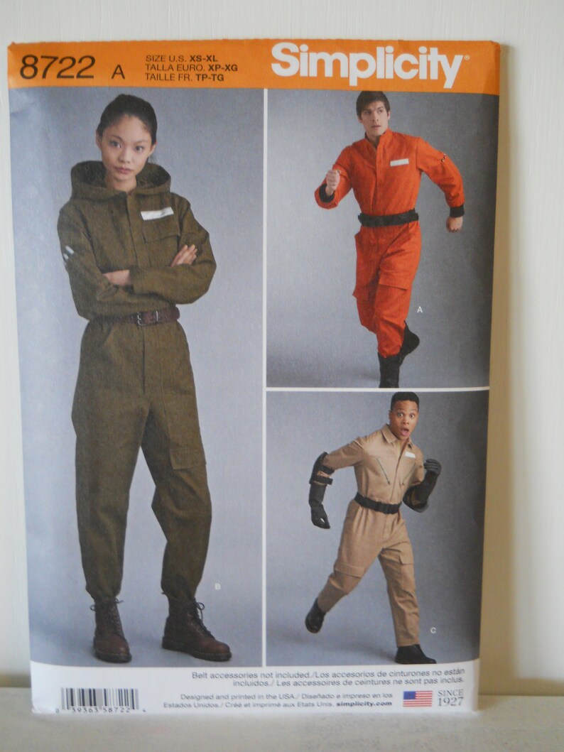 Unisex Jumpsuit Uniform Cosplay Simplicity 8722 A Sewing - Etsy