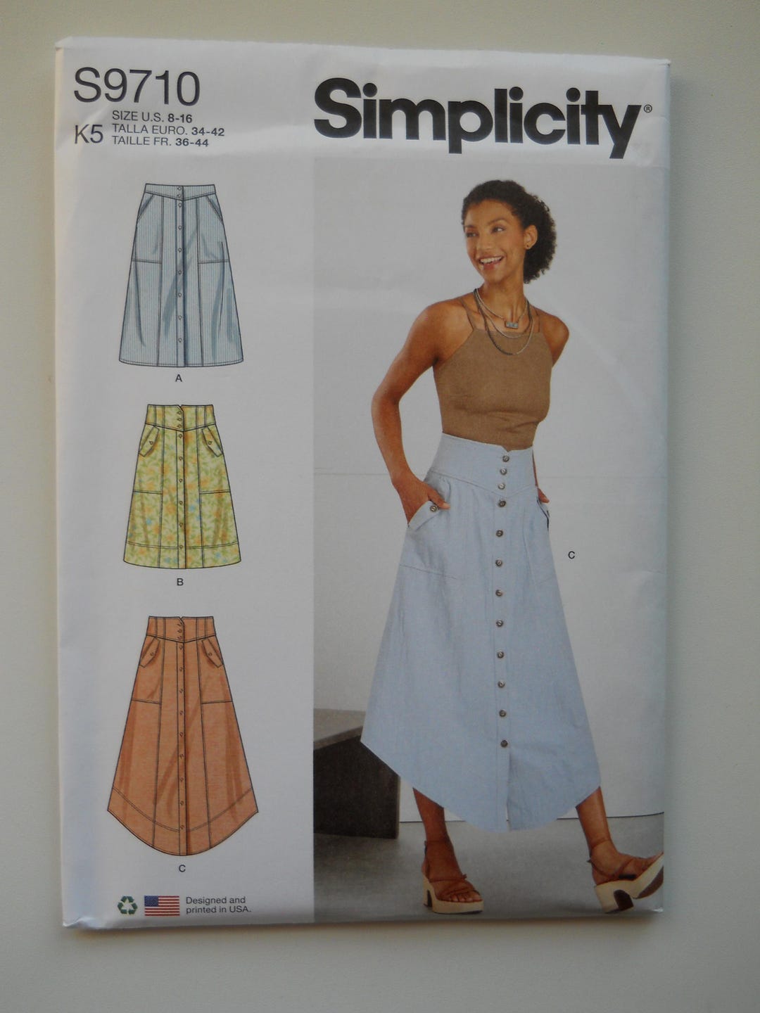 Button Front Skirts, Waist Yoke Simplicity S9710 K5 (8-16) or Y5 (18-26 ...