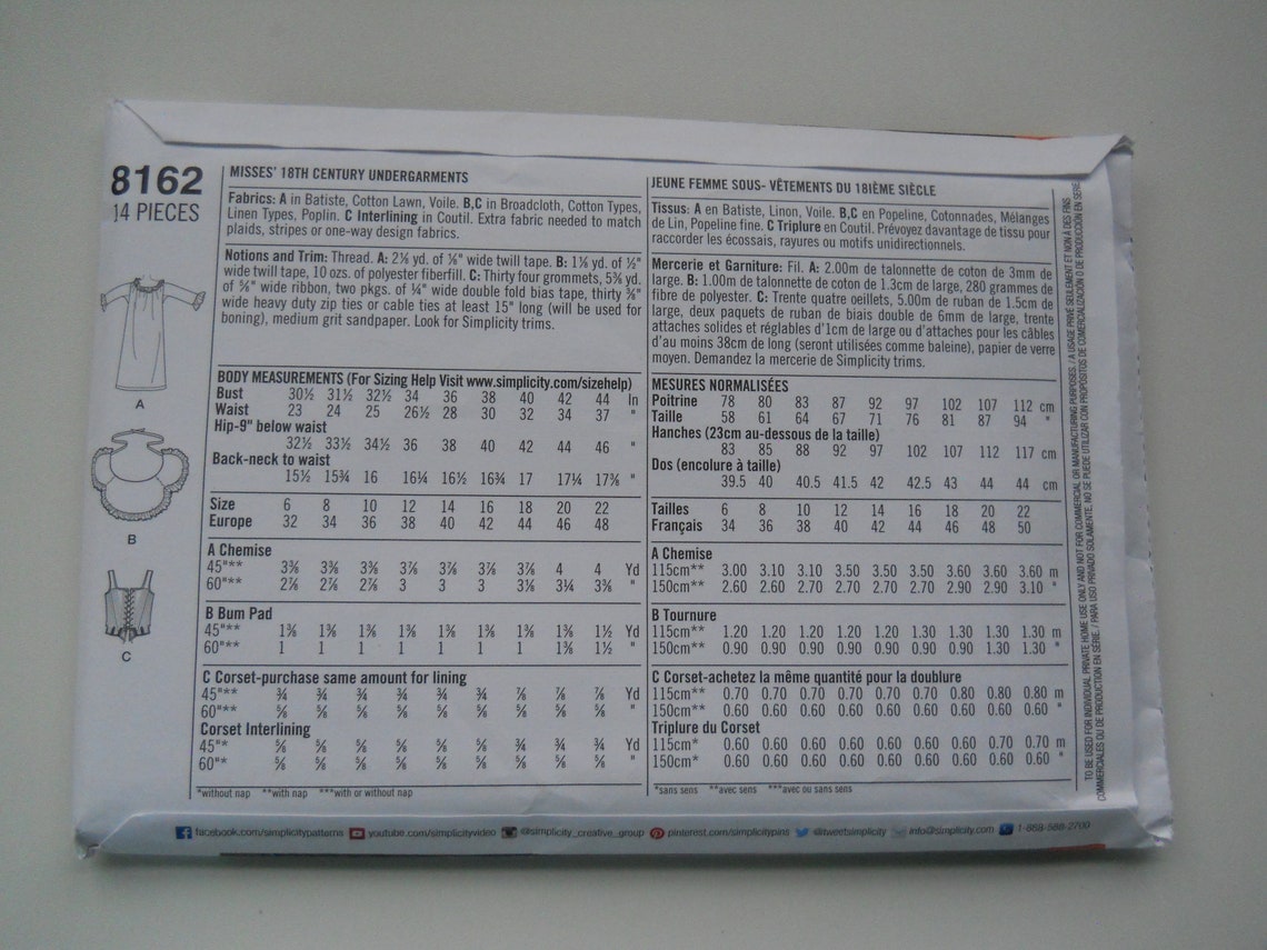 Historic Undergarments by American Duchess Simplicity 8162 H5 - Etsy