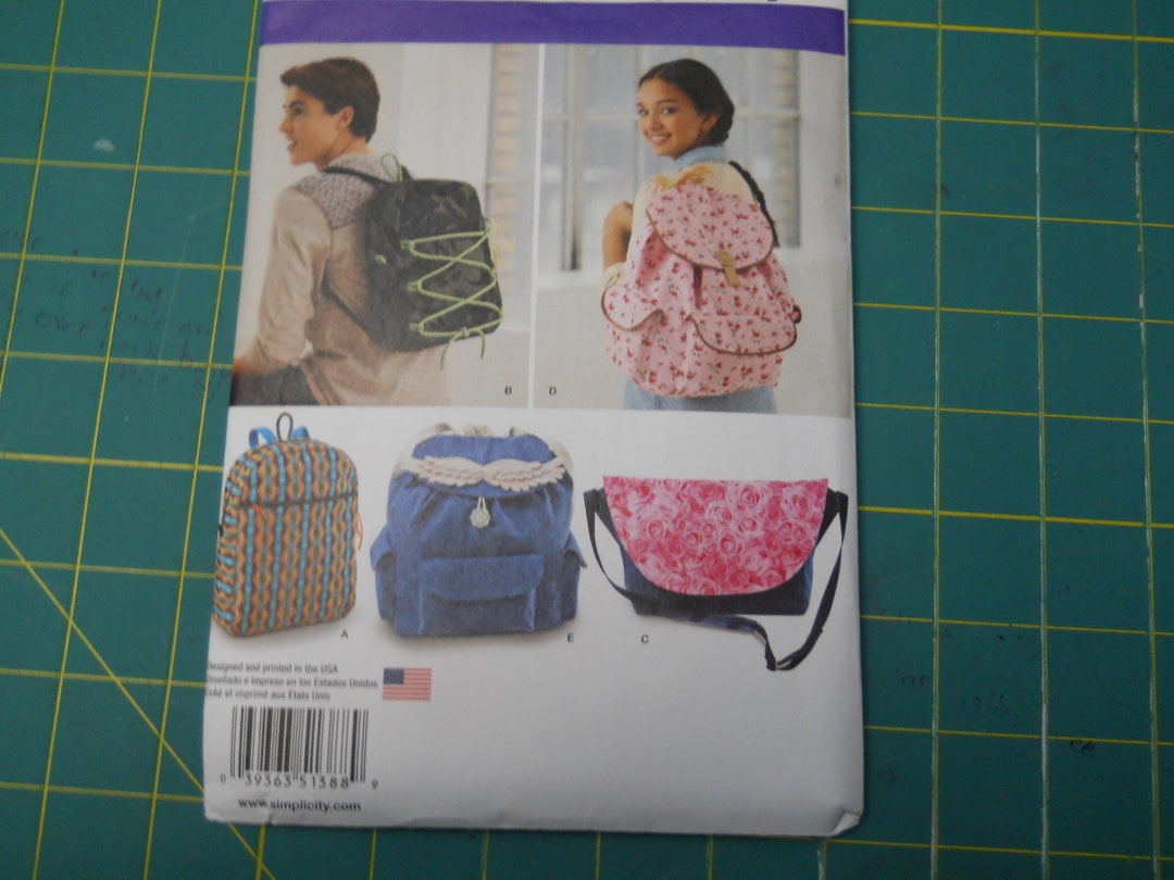Simplicity 1388 Sewing Pattern Backpack and Messenger Bag - Etsy