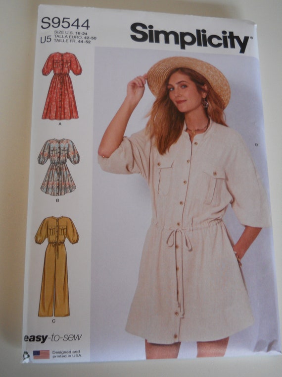 2022 Button Front Dresses Jumpsuit Cover-up Simplicity S9544 | Etsy