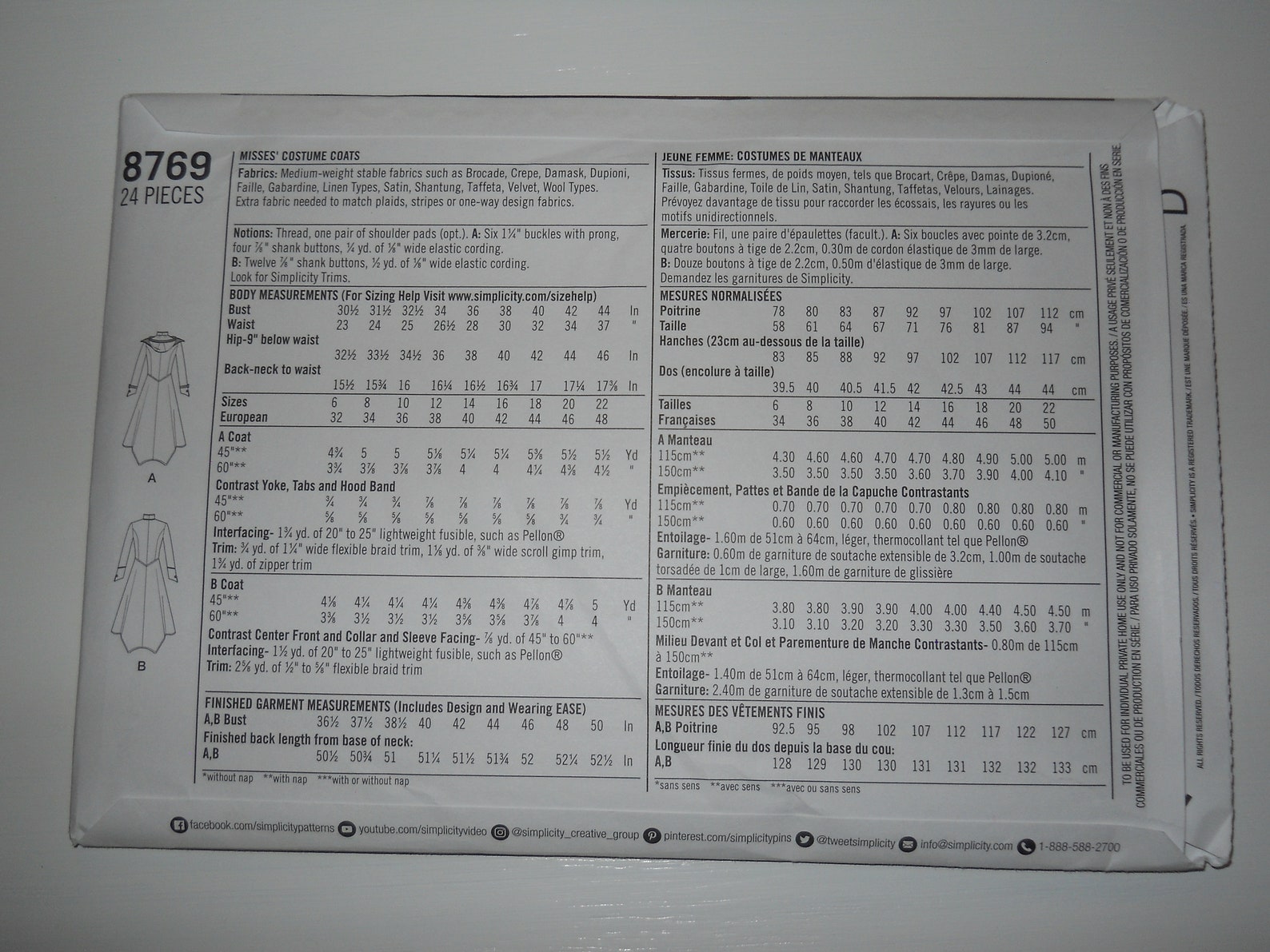 Arkivestry Couture Steam Punk Misses Jacket Simplicity 8769 H5 (6-14 ...