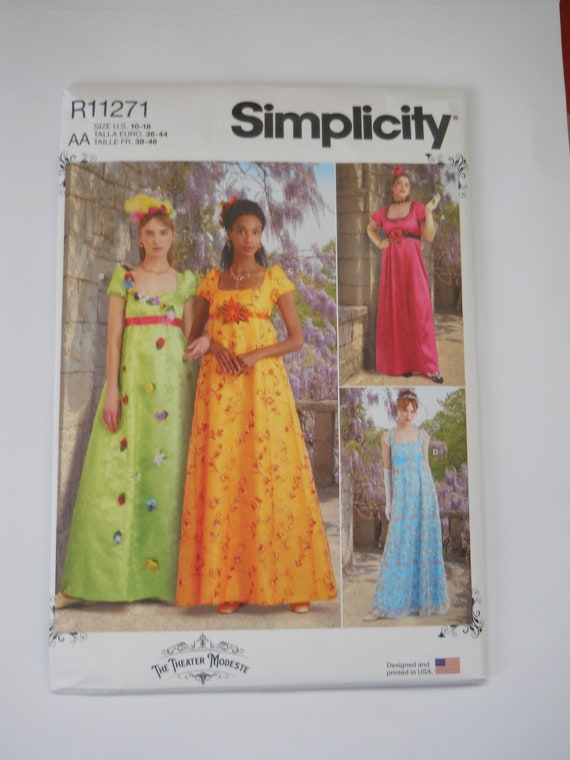 English Regency Empire Waist Costume Gown Simplicity S9434 BB - Etsy