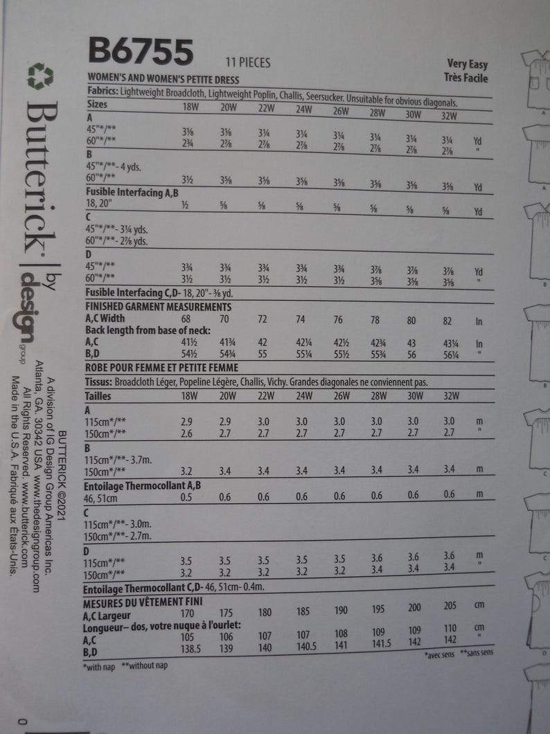 Extended Size Caftan Butterick B6755 KK (26W-28W-30W-32W) New Sewing ...