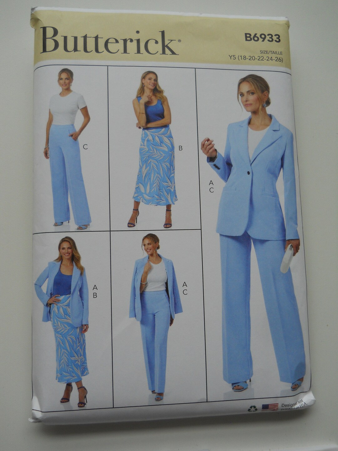 Partially Lined Jacket, Bias Skirt, Side Zip Slacks Butterick B6933 B5 ...