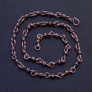 Men Chain Links Necklace, Pure Copper Handcrafted Antiqued Chain Links ...