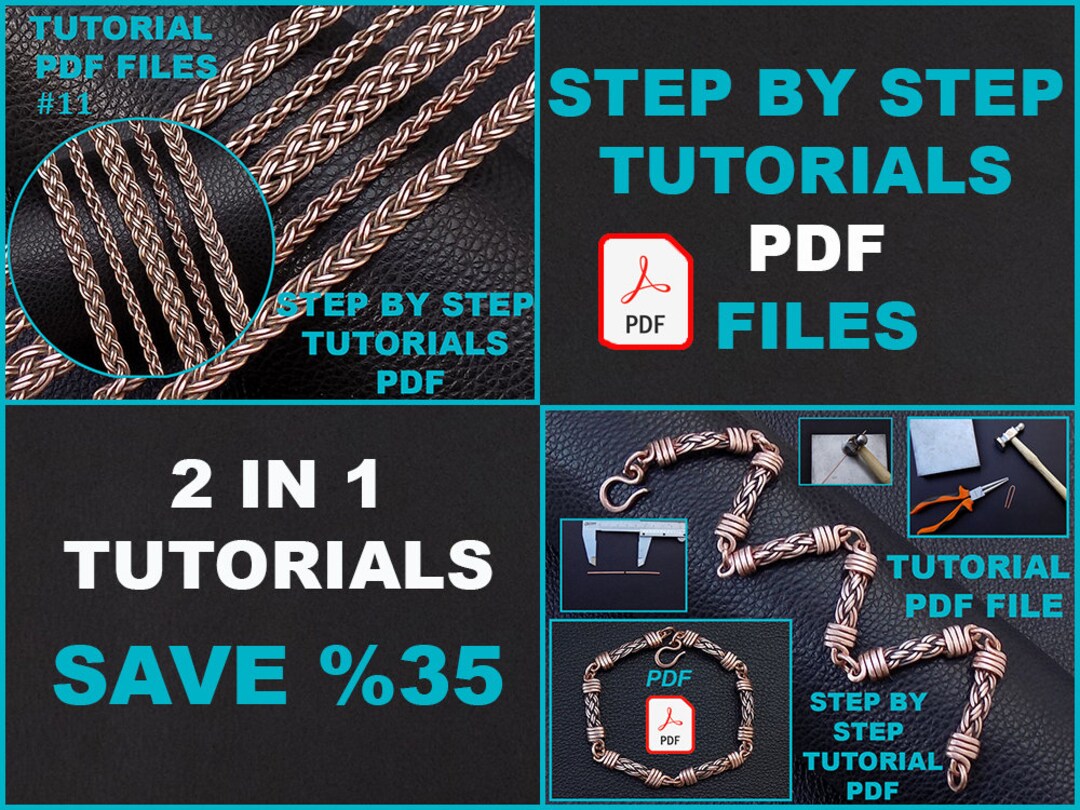PDF Files Instant Download 5 Braiding Techniques+braided Wire Wrapped Chain Links Bracelet ...