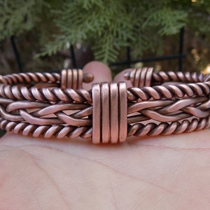 Pure Copper Bangle ,braided Twisted Wire Wrapped Wide Heavy Casual ...