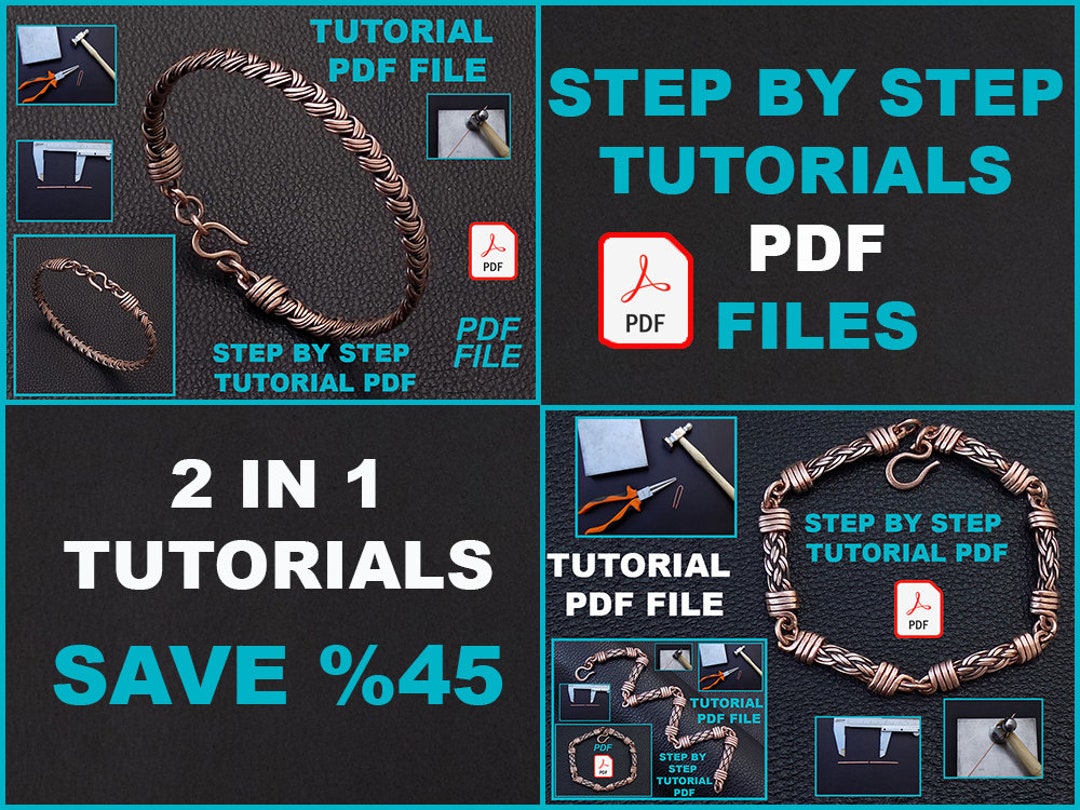 PDF Files Instant Download , 2 Braided Wire Wrapped Bracelets and 2 ...
