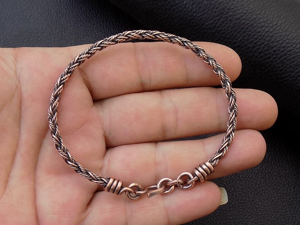 Twisted Braided Copper Men Cuff Bracelet Wire Wrapped Casual | Etsy