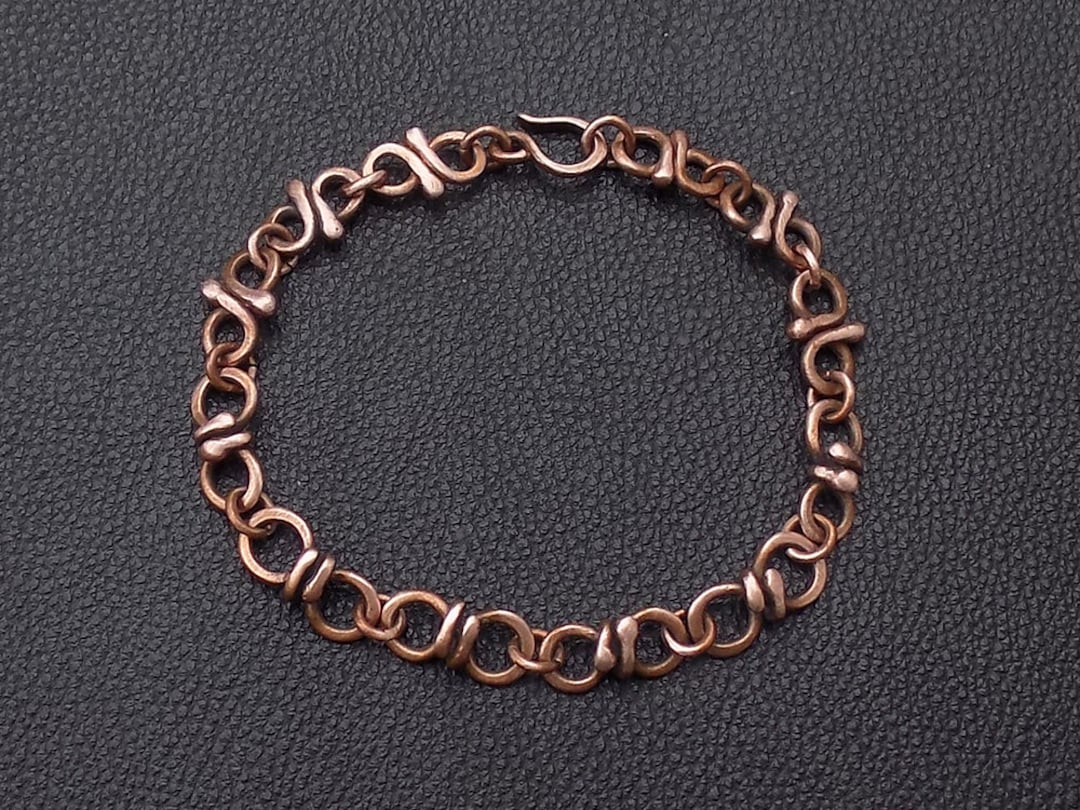 Copper Chain Link Men Bracelet, Handcrafted S Chain Link Pure Copper ...
