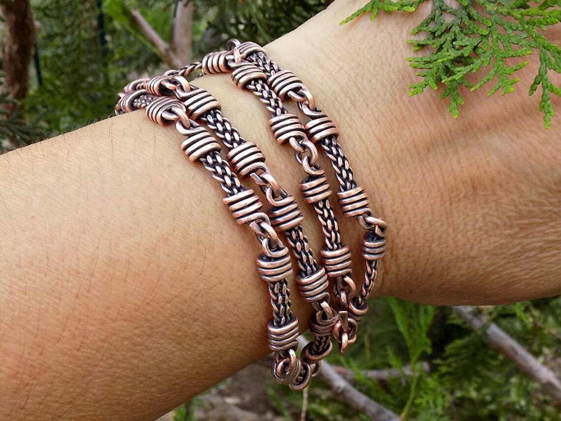 Chain Links Choker Necklace for Men Braided and Wire Wrapped - Etsy