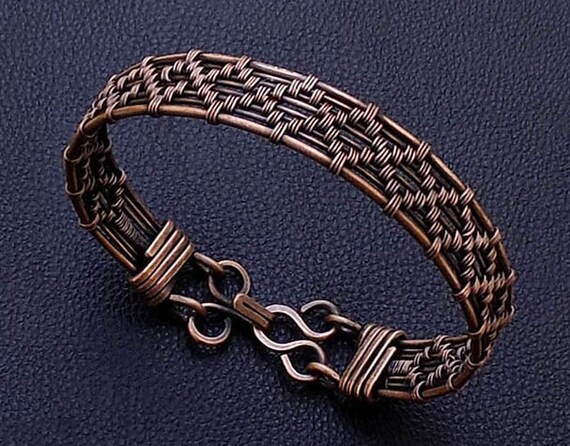 Wire Wrapped Pure Copper Men Cuff Bracelet Unisex Arthritis - Etsy