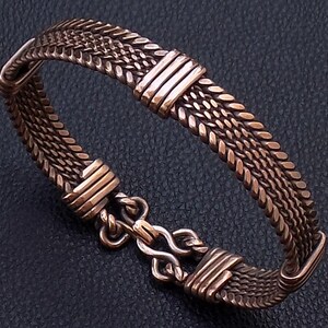 Cuff Bracelet for Mens , Pure Copper Braided Twisted Hand Forged Wire ...