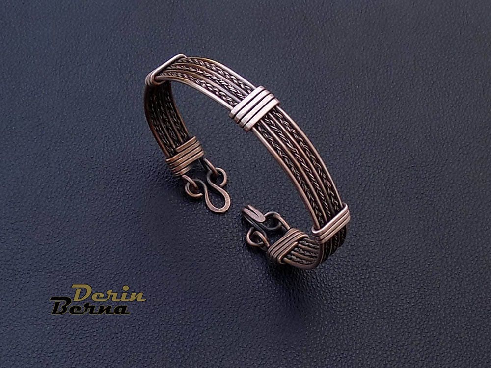 Braided Wire Wrapped Pure Copper Antiqued Look Oxidized Wide | Etsy