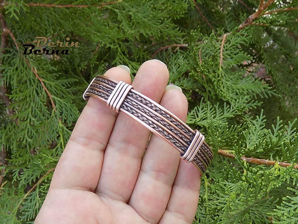 Braided Wire Wrapped Pure Copper Antiqued Look Oxidized Wide | Etsy