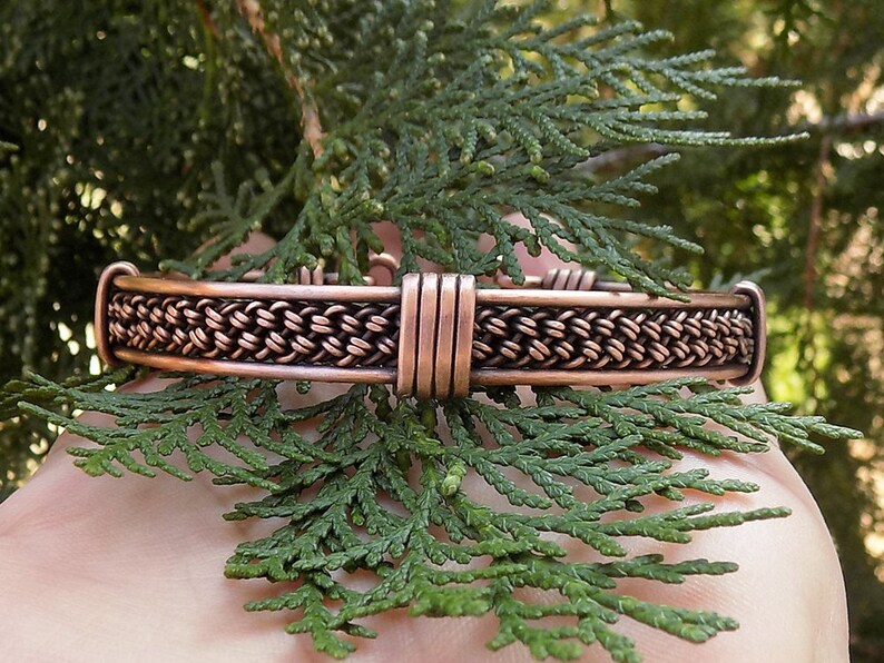 Pure Copper Men Cuff Bracelet Braided Wire Wrapped Bangle - Etsy
