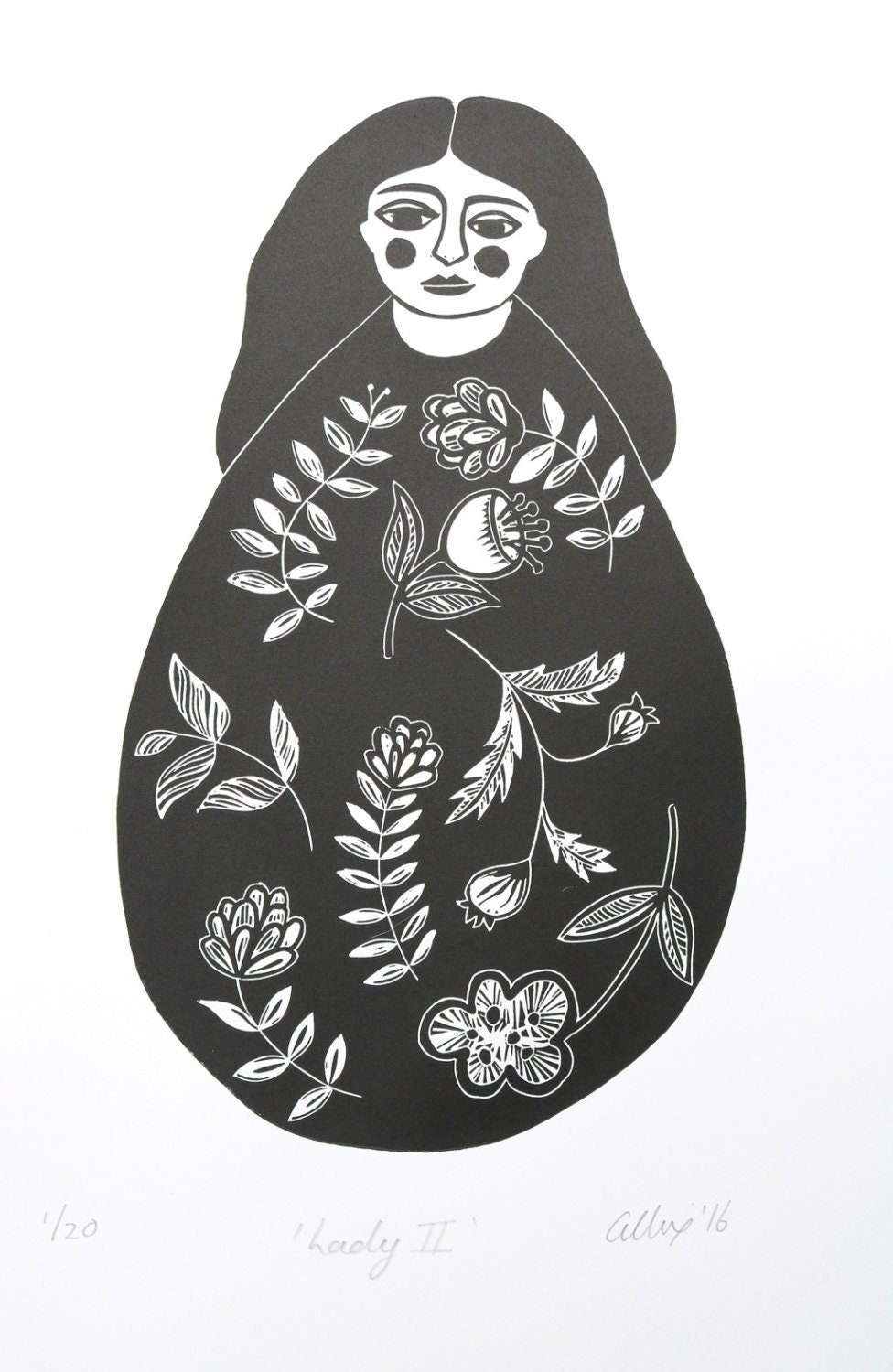 Lady II Original Handmade Lino Print Artwork Handmade - Etsy Australia