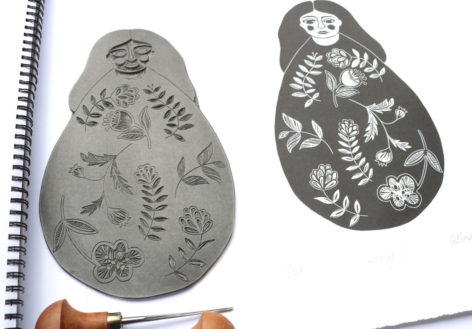 Lady II Original Handmade Lino Print Artwork Handmade - Etsy Australia