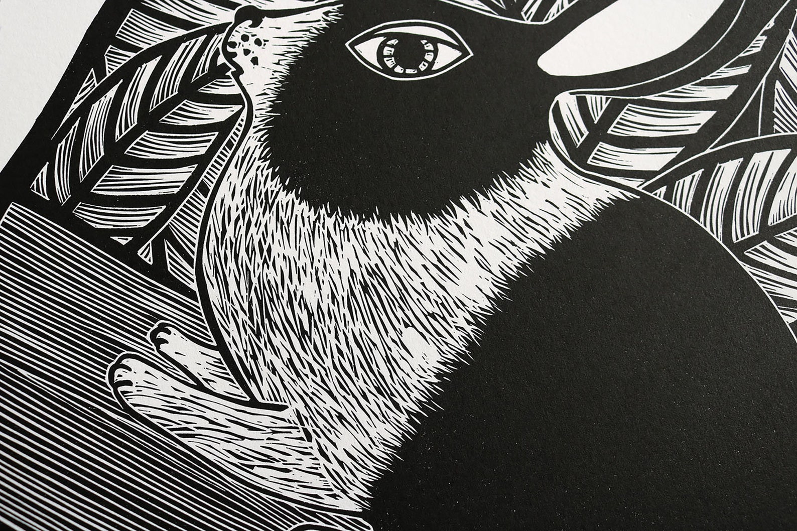 Domino - Rabbit Original Lino Artwork, Lino Print, Handmade, Limited ...