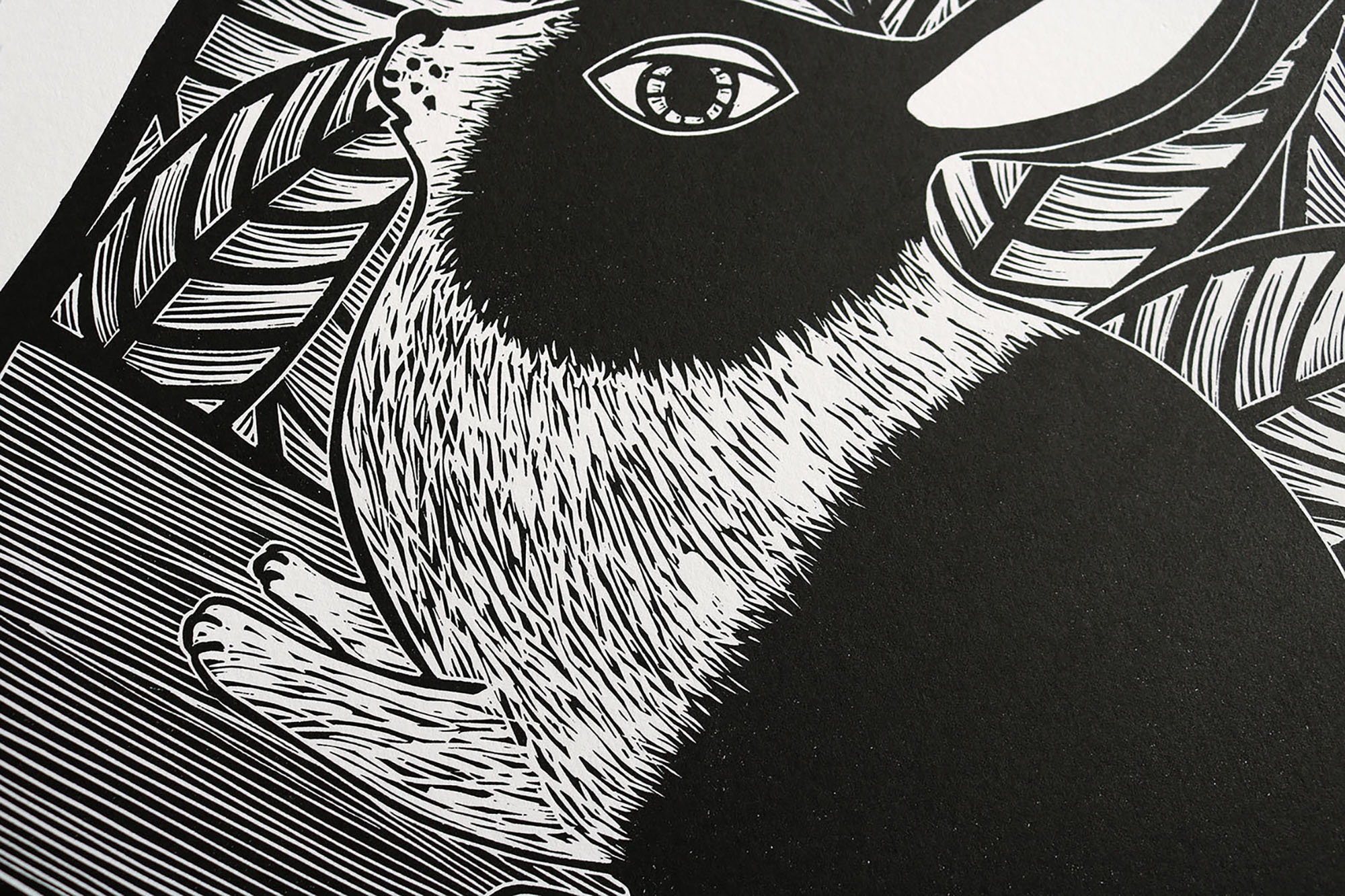 Domino - Rabbit Original Lino Artwork, Lino Print, Handmade, Limited ...