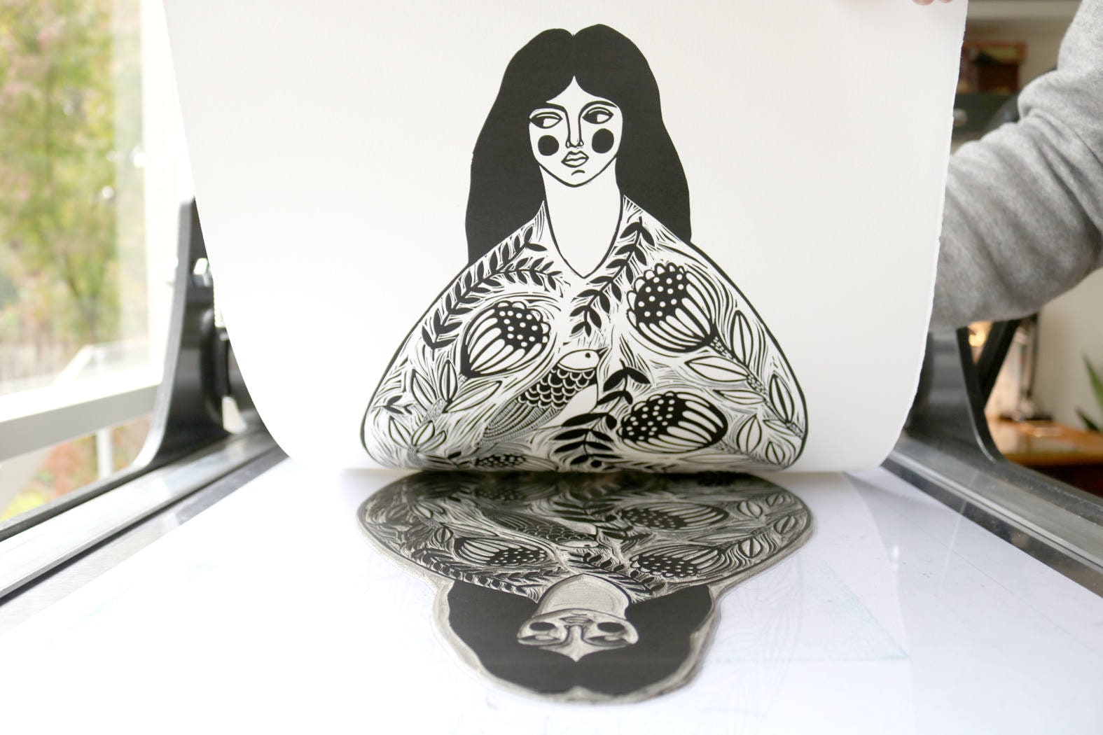 Protea Lady, Original Handmade Lino Print, Artwork, Limited Edition ...