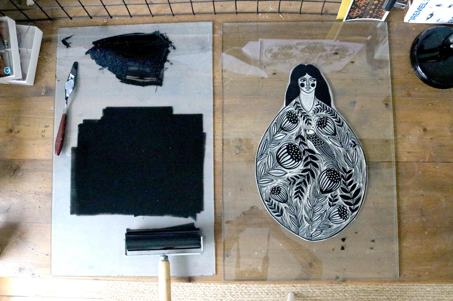 Protea Lady, Original Handmade Lino Print, Artwork, Limited Edition ...