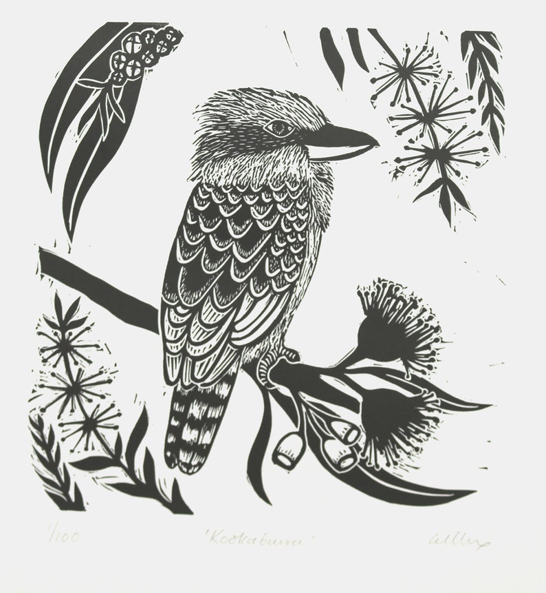 Kookaburra Linoprint Linocut Limited Edition Print Printmaking ...